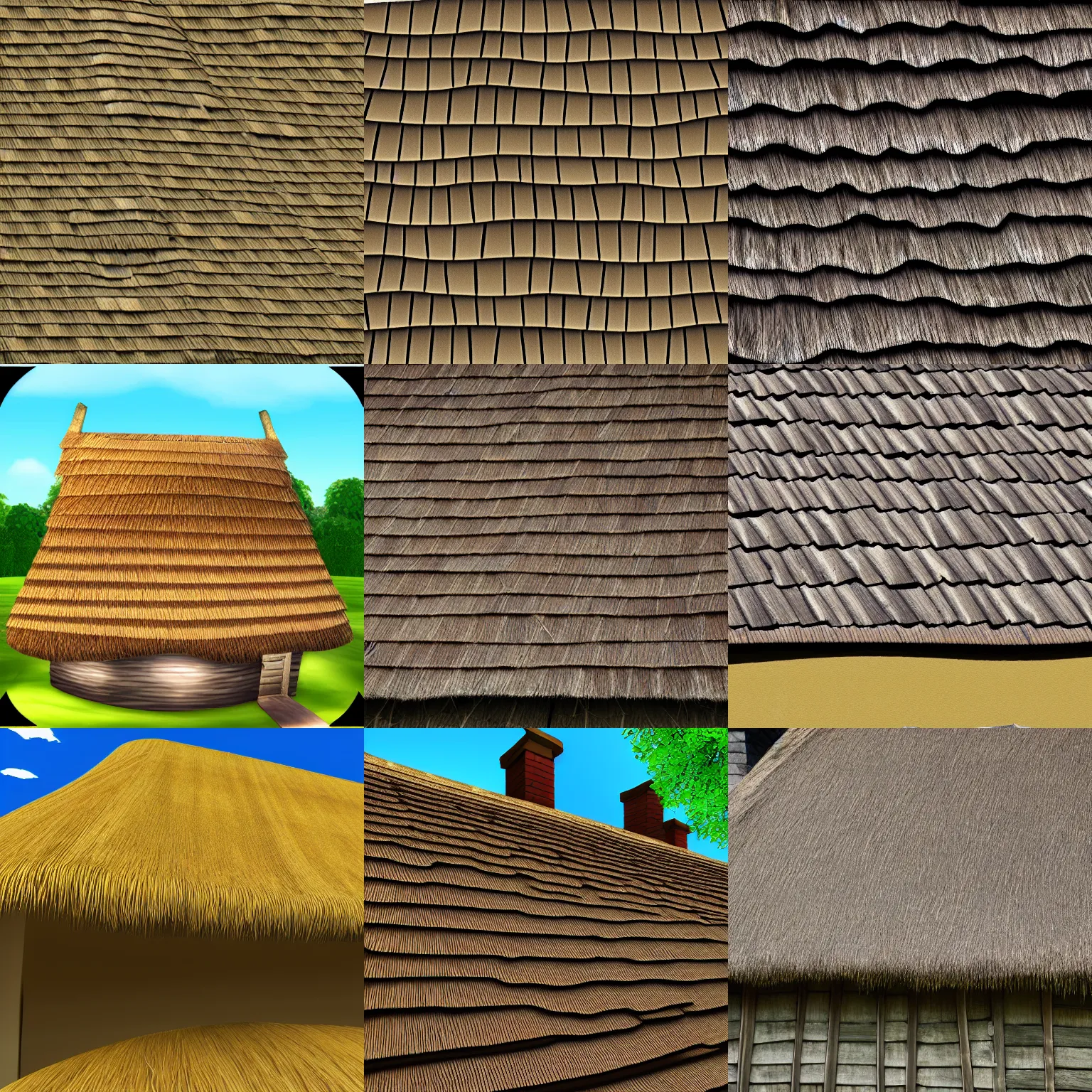 thatched roof from the detailed textures pack, HD game | Stable Diffusion