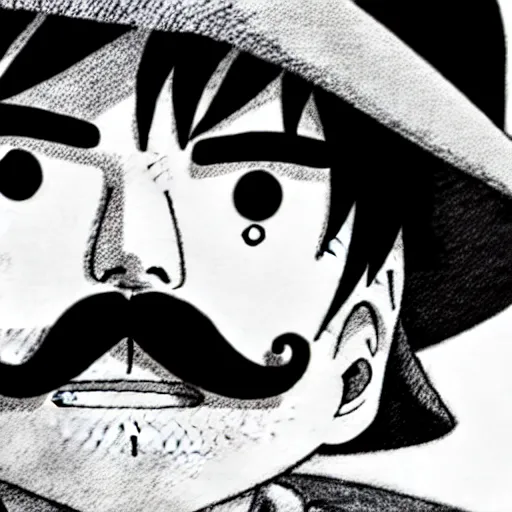 luffy with [ mustache ] by kim jung gi | Stable Diffusion | OpenArt