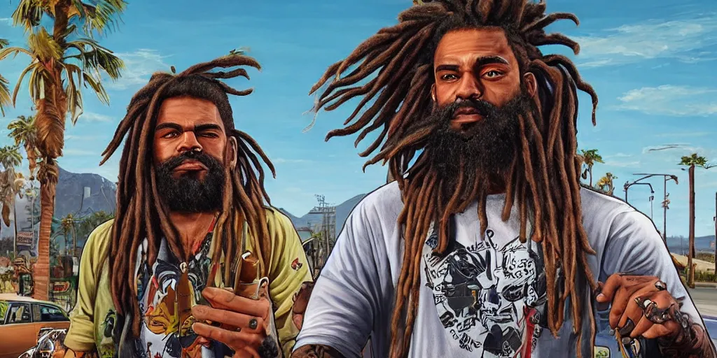 a highly detailed painting of a man with dreadlocks | Stable Diffusion ...