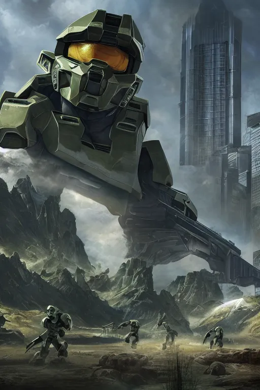 Halo 2 box artwork by Gregory Crewdson, Matte | Stable Diffusion | OpenArt