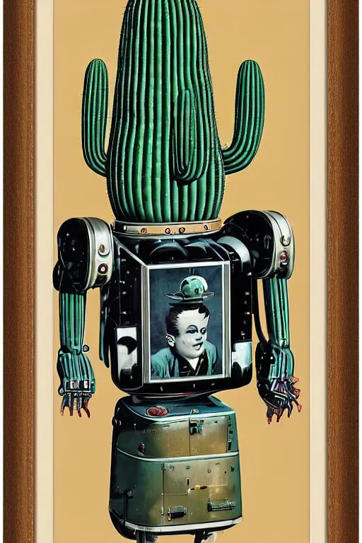 extreme wide shot of a 1950s retro Cactus robot, with | Stable Diffusion | OpenArt