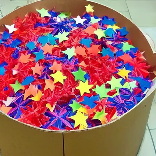 a container full of puffy colored origami stars, | Stable Diffusion ...