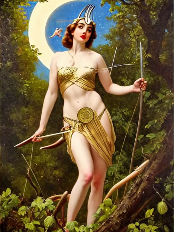 Ana de armas as Artemis the Greek goddess of the hunt, | Stable Diffusion