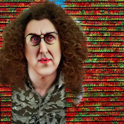 weird al blending in with a wall, digital photography, | Stable ...