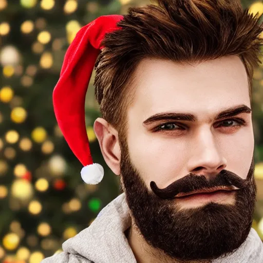 attractive man face symettry brown beard with | Stable Diffusion | OpenArt