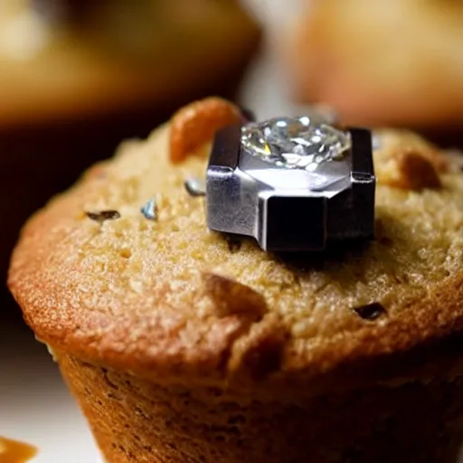 robot eating diamond embedded in muffin | Stable Diffusion | OpenArt