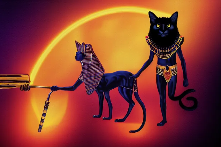 A black cat Pharaoh, wearing an Egyptian attire and a | Stable Diffusion | OpenArt