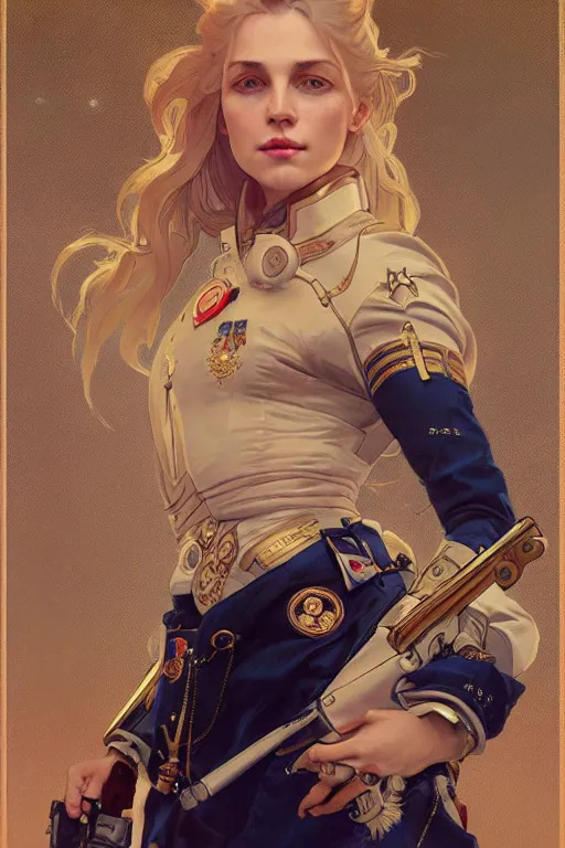 beautiful portrait of a female officer wearing a fancy | Stable Diffusion