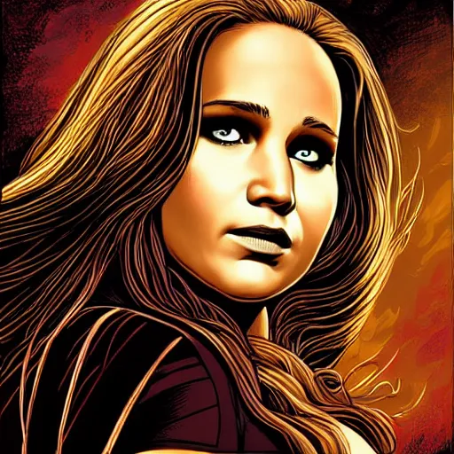 precisely drawn illustration of Jennifer Lawrence | Stable Diffusion ...