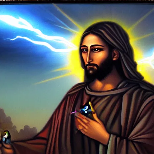 beautiful detailed religious oil painting of cyborg | Stable Diffusion ...