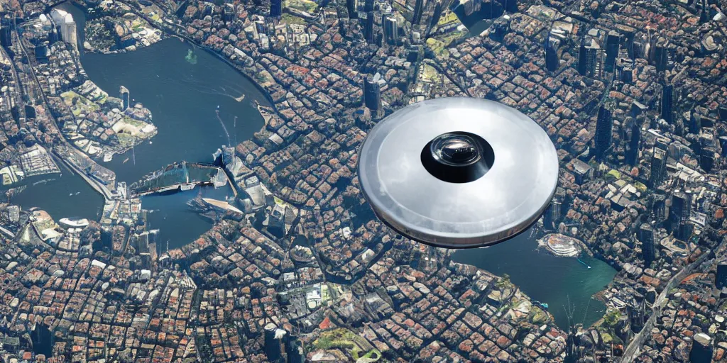 A photo looking up at a large alien spaceship over | Stable Diffusion ...