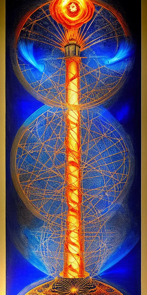 a blue fire glows around the fiery lighthouse ego - | Stable Diffusion ...