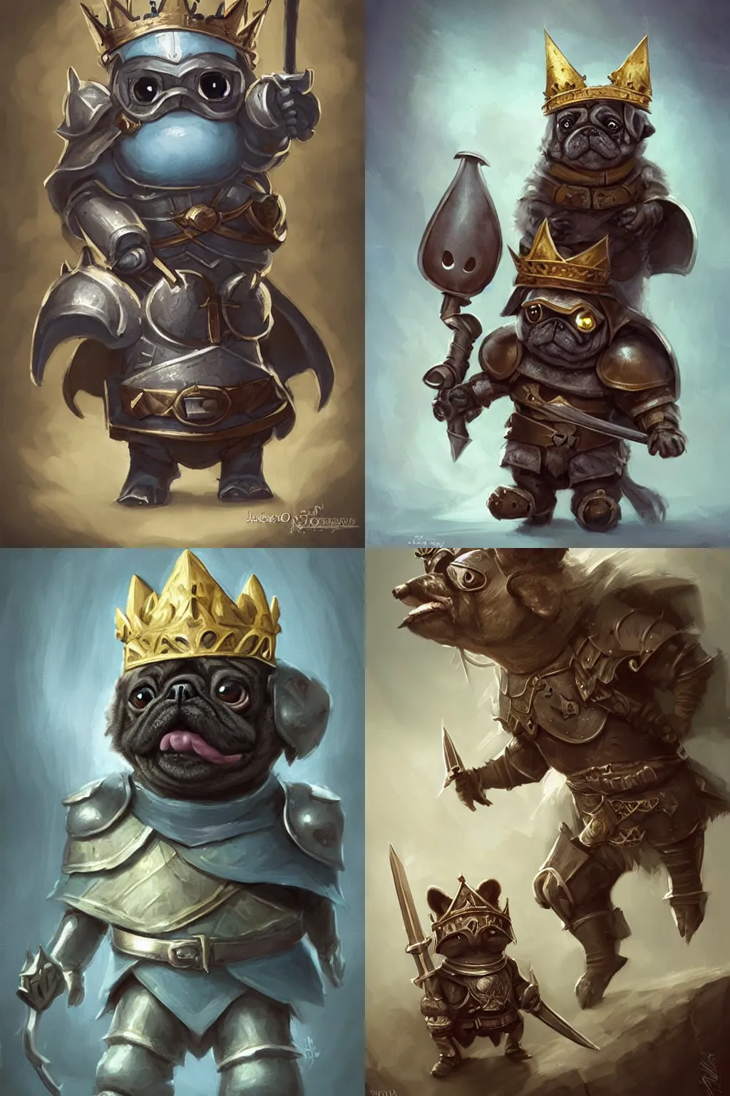cute little anthropomorphic pug knight wearing a cape | Stable ...
