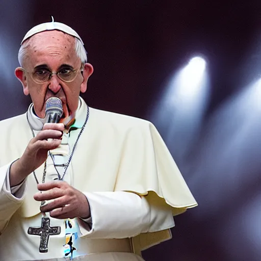 the pope beatboxing during fire show, Canon EOS 6D | Stable Diffusion ...