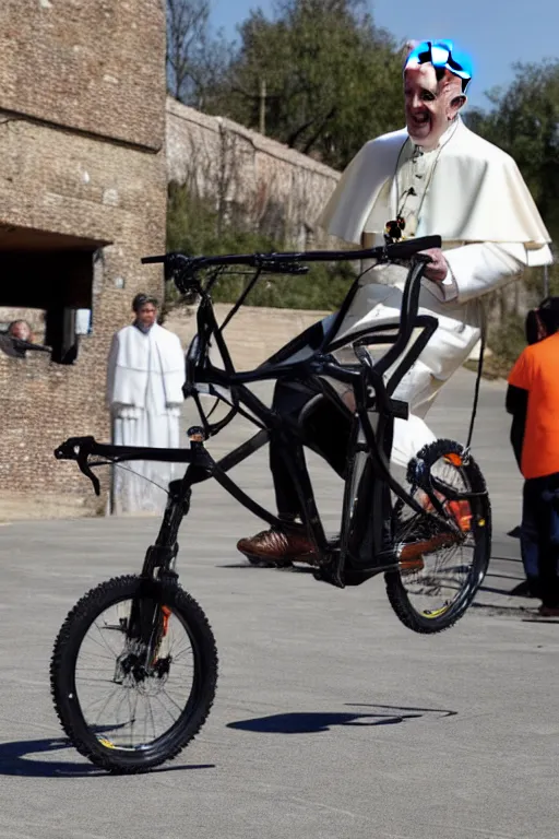 a photo of the pope doing trial bike stunts | Stable Diffusion