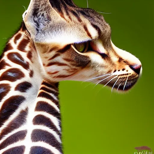 a feline girafe - cat - hybrid, animal photography | Stable Diffusion