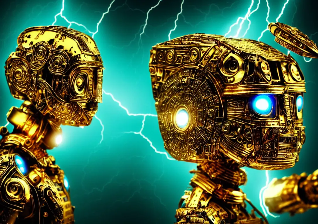 Fully operational plated gold Mayan themed cyborg | Stable Diffusion ...