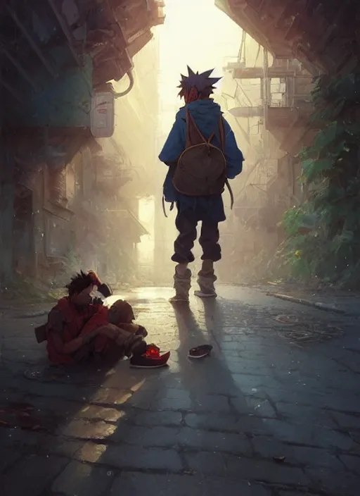 Highly detailed portrait of homeless and beaten up Ash | Stable ...