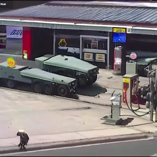cctv footage of tank refueling at gas station | Stable Diffusion | OpenArt