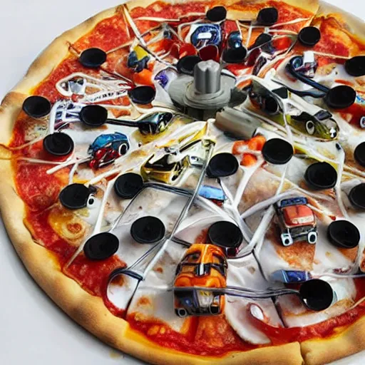 a pizza topped with hotwheels cars | Stable Diffusion | OpenArt
