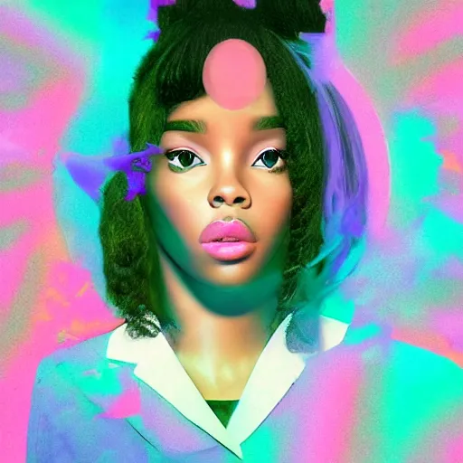 sza vaporwave, creative photo manipulation, creative | Stable Diffusion ...