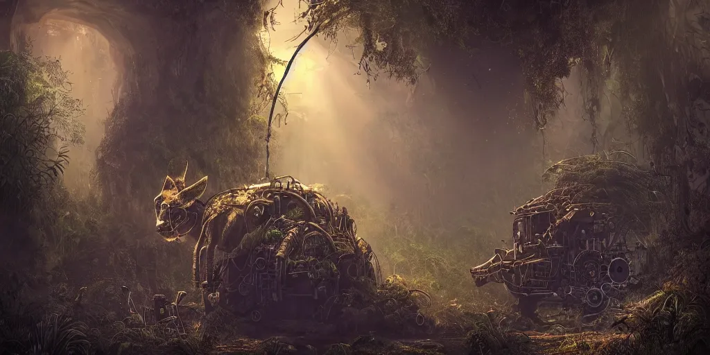 magnificent mechanical steampunk kangaroo looking | Stable Diffusion ...