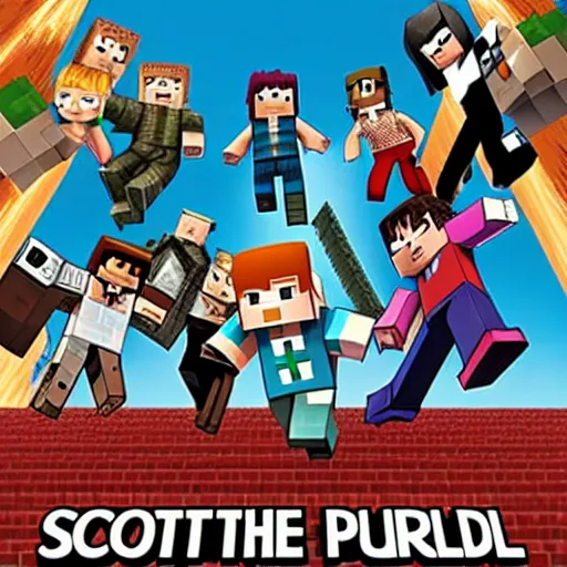 Scott Pilgrim Vs. The World (2010) poster in Minecraft | Stable Diffusion