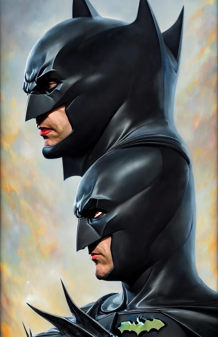 a portrait of batman standing with the batmobile by | Stable Diffusion ...