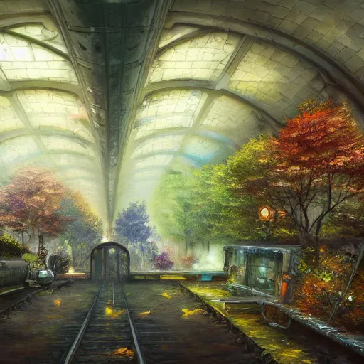 overgrown subway station cryengine render by android | Stable Diffusion