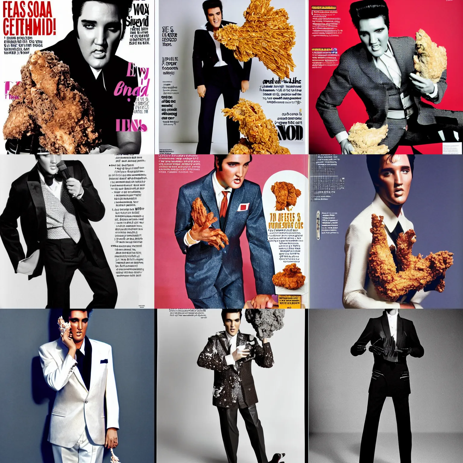 elvis wearing a suit that is made of fried chicken, | Stable Diffusion ...