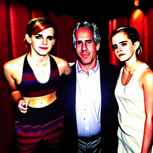 Emma Watson and Jeffrey Epstein at the stand up comedy | Stable Diffusion