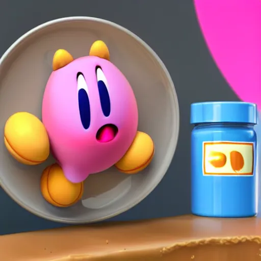 3 d render of kirby character making peanut butter | Stable Diffusion ...