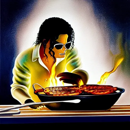 michael jackson cooking a bbq, abstract oil painting | Stable Diffusion ...