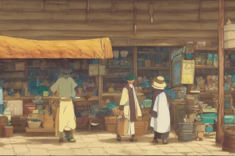 cell shaded key visual of a group of cat merchants in | Stable ...