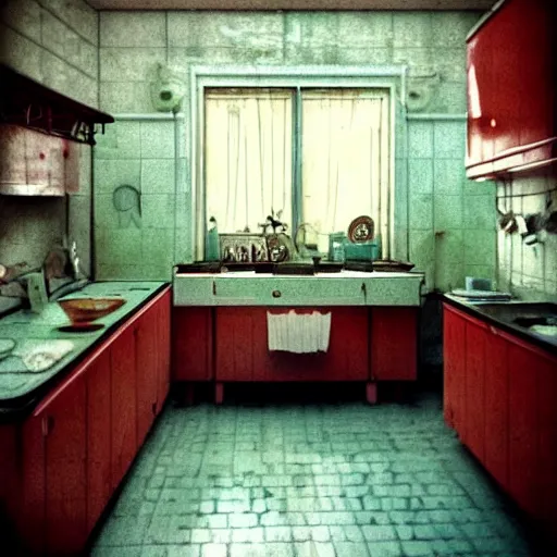 typical soviet kitchen, vintage still, mild colours, ( | Stable Diffusion