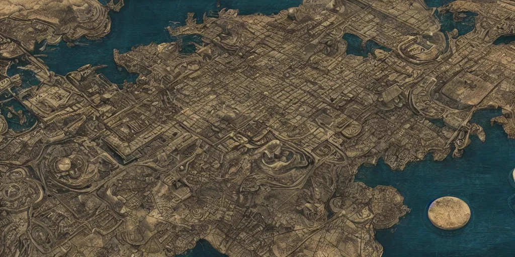 vintage map of a sci fi fantasy land, dynamic | Stable Diffusion