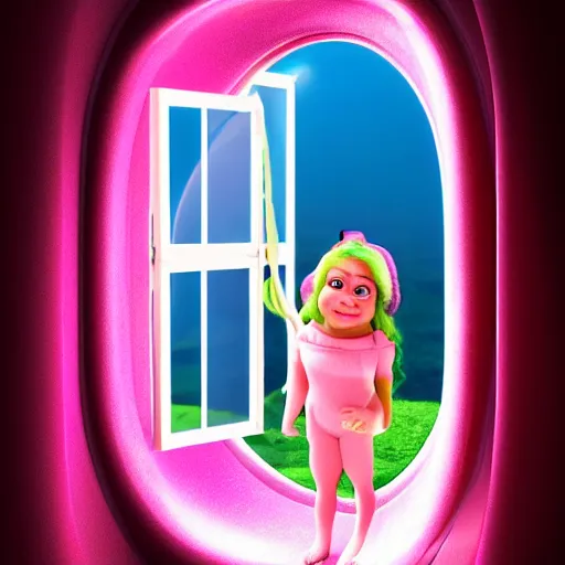 beautiful pink little shrek girl in her space ship | Stable Diffusion | OpenArt
