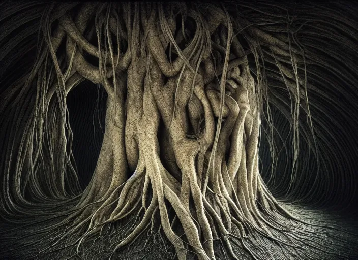 photo of roots growing down from a ceiling in an | Stable Diffusion ...