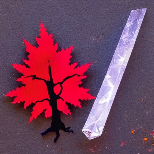 a crystal sword stuck in a red tree | Stable Diffusion | OpenArt