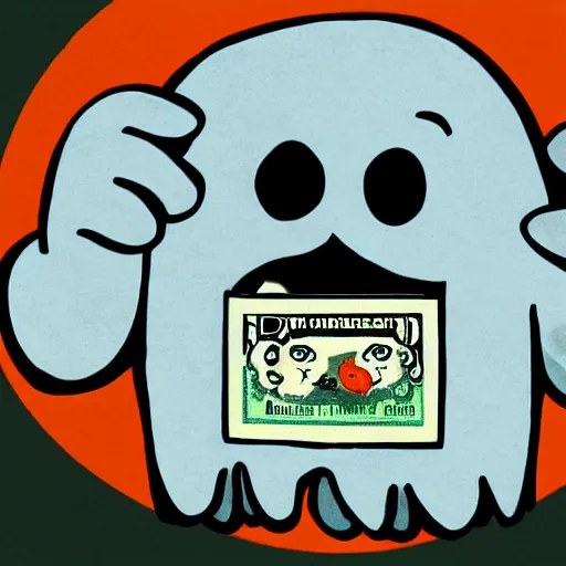 cute ghost holding a dollar bill, illustration | Stable Diffusion | OpenArt