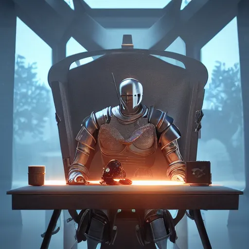 a middle age knight sitting in front of a pc playing | Stable Diffusion ...