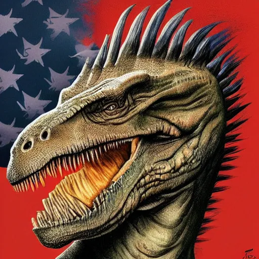 donald trump's head on a rampaging tyrannasaurus rex | Stable Diffusion ...