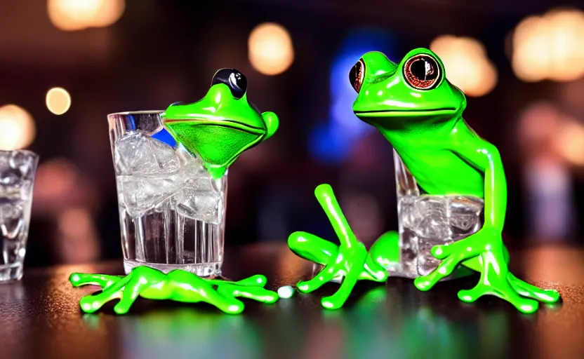 formal frog mascots drinking cocktails at a fancy bar, | Stable ...