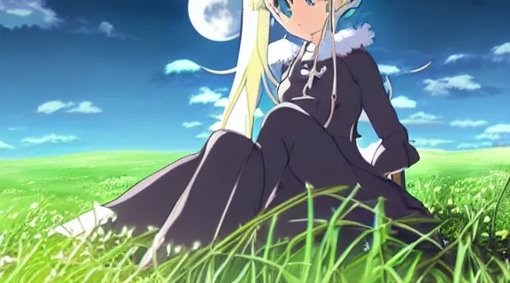 Chaika sitting in a field of Ghibli Clover | Big Moon | Stable ...