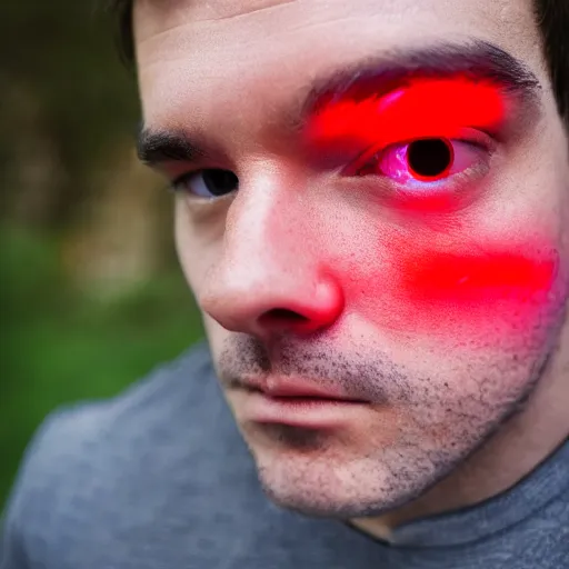 a man with glowing red eyes | Stable Diffusion
