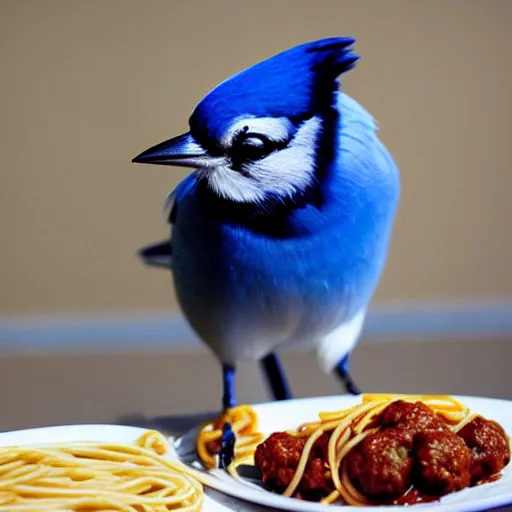 bluejay eating spaghetti and meatballs | Stable Diffusion | OpenArt