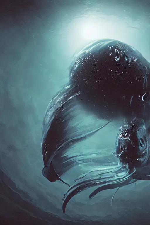 one abyssal luminescent scary fish swimming in the | Stable Diffusion ...