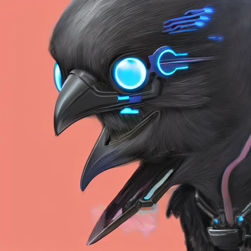 a cybernetic humanoid crow, furry art, digital | Stable Diffusion