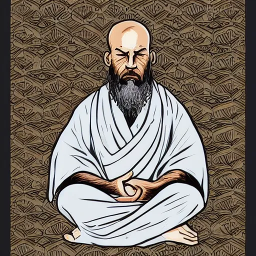 smooth detailed colored ink illustration of monk in | Stable Diffusion ...