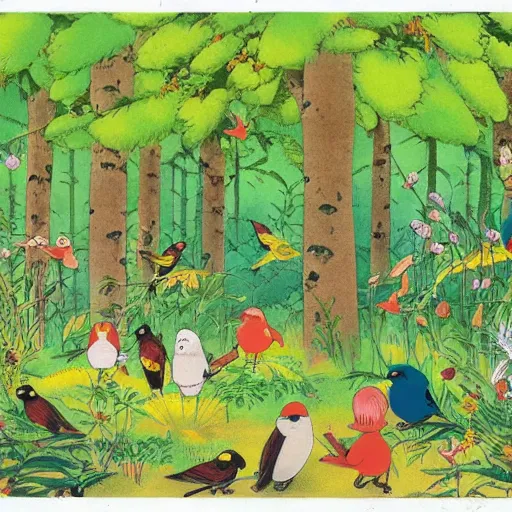 ”sunny summer day in lush forest with birds and bees, | Stable ...
